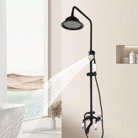 Système de douche noir rétro - Douche à effet pluie - Style antique ...