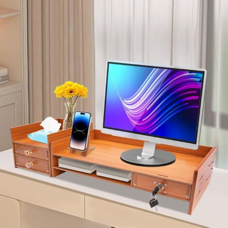 Monitorständer, Holz Monitor Stand Riser Mit Schublade Gebaut FüR ...