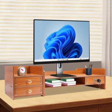 Monitorständer, Holz Monitor Stand Riser Mit Schublade Gebaut FüR ...