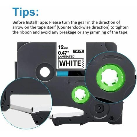 Ruban compatible Brother P-touch TZe TZ de 12 mm pour étiqueteuses ...