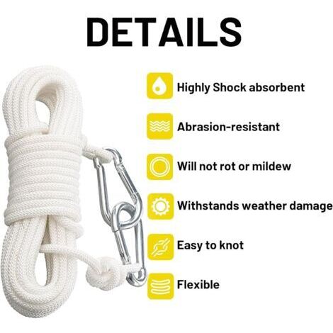 20M Corde pour Drapeau,Corde d'escalade,Corde en Nylon avec 4 Crochets ...