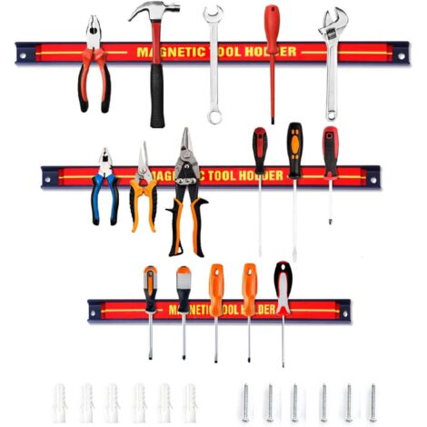 GIANTEX 3x Magnetic Strip Tool 46 + 30 + 20 cm Magnetic Strip Set Tool ...