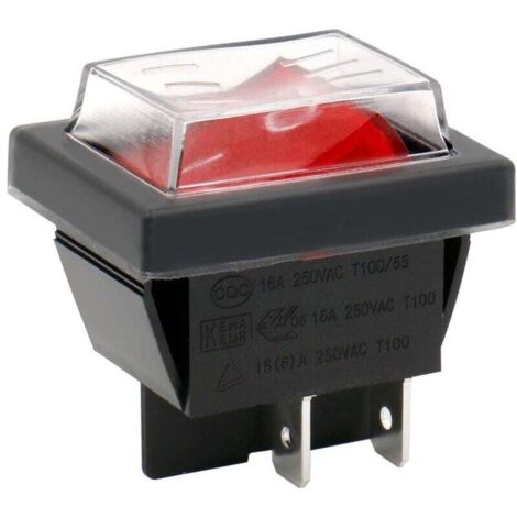 DPST-Ein/Aus-Wippschalter, 4 Anschlüsse, rote Kontrollleuchte, 16 A ...