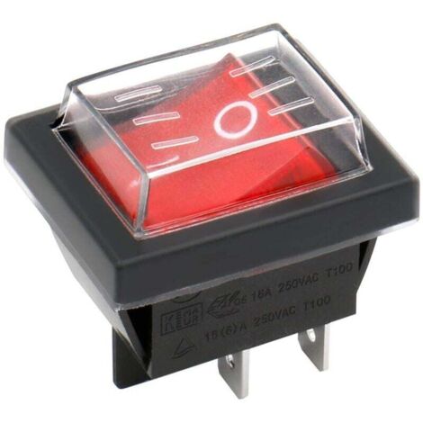 DPST-Ein/Aus-Wippschalter, 4 Anschlüsse, rote Kontrollleuchte, 16 A ...