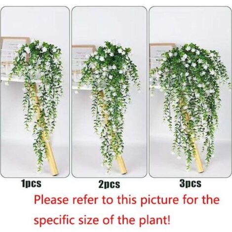 Künstliche Hängepflanzen, 2 Stück, weiße Kunstblumen, künstliche Efeu ...