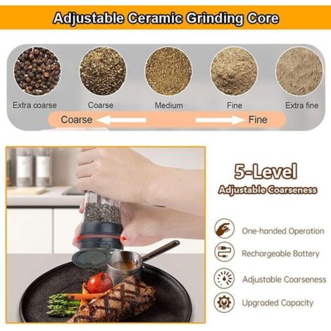 Set aus elektrischer Salz- und Pfeffermühle, großes Fassungsvermögen ...