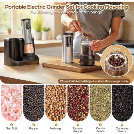 Set aus elektrischer Salz- und Pfeffermühle, großes Fassungsvermögen ...
