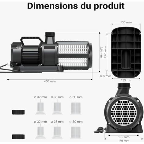 SunSun CET-30000 Pompe de Bassin réglable SuperECO - 463 x 176 x 224 mm ...