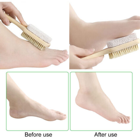 Lot de 2 brosses pour les pieds et pierre ponce avec manche, exfoliant ...
