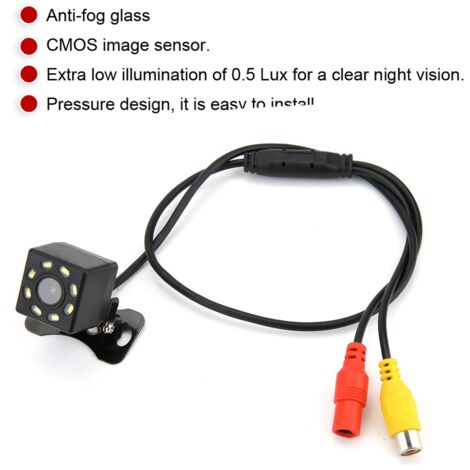Caméra de recul grand angle 170° avec 8 LED, vision nocturne et étanchéité