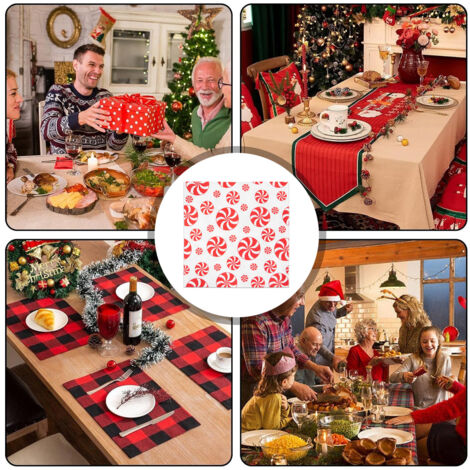 60 serviettes en papier motif sapin de Noël 33x33cm, serviettes de Noël ...