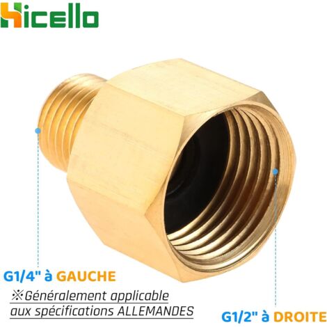 1 Raccord de gaz, filetage femelle droite 1/2" vers filetage mâle ...
