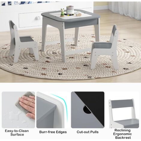 Table à Dessin Enfant avec 2 Chaises, Tableau Double Face, Table ...