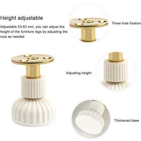 4 Pièces Pied Reglable pour Meuble, Pied de Table Reglable avec Base en ...