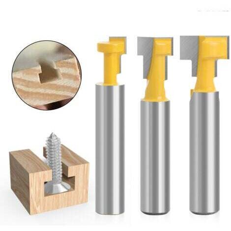 8mm Tige T-Slot Routeur Bits Set, 3pcs T-Slot Fraise à bois Fraise à ...