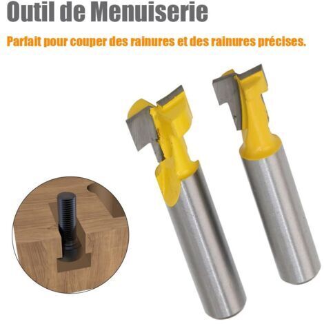 8mm Tige T-Slot Routeur Bits Set, 2pcs T-Slot Fraise à bois Fraise à ...