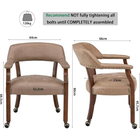 PADMA HOUSE Large Dining Chairs with Casters and Arms, Rolling Dining ...