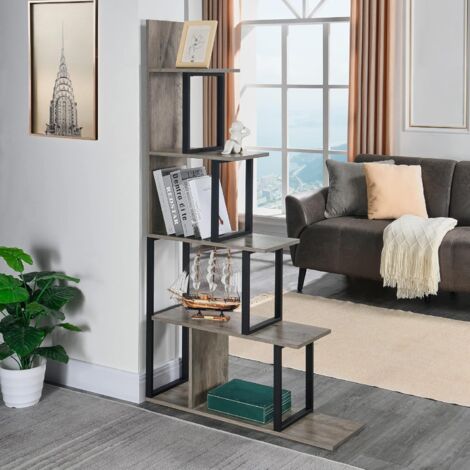 PADMA HOUSE 5 Tier Corner Shelf, Stepped Storage Shelf with Metal Frame ...