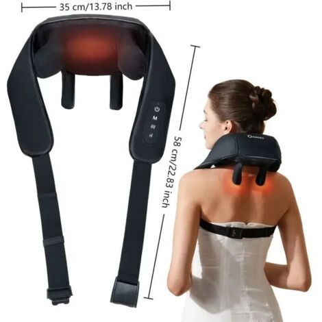 Masseur shiatsu nuque et épaules sans fil chauffant - Pétrissage 4D - 6 ...