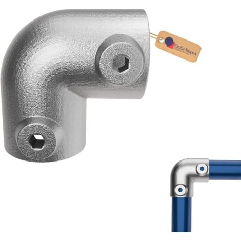 GeZu Impex 90° Elbow Tube Clamp Ø 27 mm Hot Dip Galvanized Silver 2 Way Elbow Clamp Fitting Pipe ...