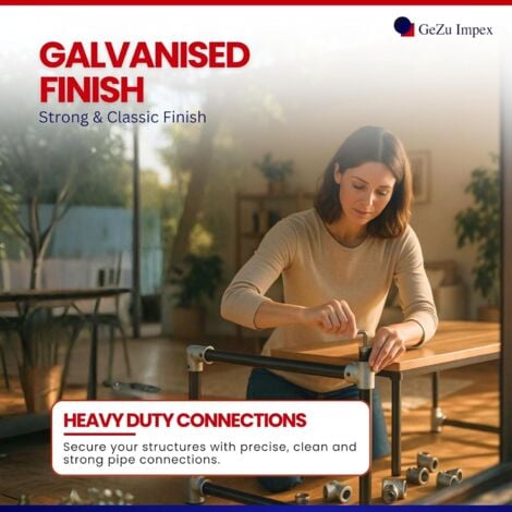 GeZu Impex 90° Elbow Tube Clamp Ø 42 mm Hot Dip Galvanized Silver 2 Way Elbow Clamp Fitting Pipe ...