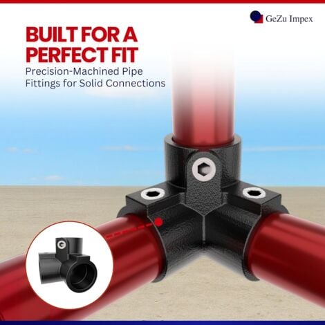 GeZu Impex 3 Way Corner Elbow Tube Connector Ø 42 mm Hot Dip Galvanised Black Powder Coated 90 ...