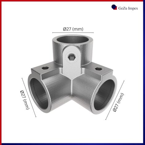GeZu Impex 3 Way Corner Elbow Tube Connector Ø 42 mm Hot Dip Galvanised Silver 90° Pipe Key ...