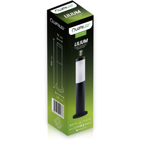 Lilium LUMILED Gartenleuchte E27, schwarzer Sockel, 45 cm