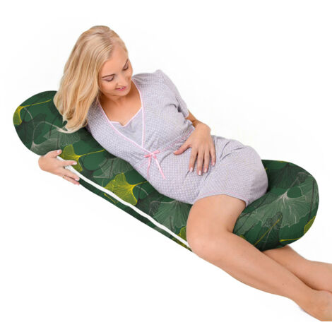Schwangerschaftskissen Typ C für Seitenschlafen und Stillen - Grüne Blätter