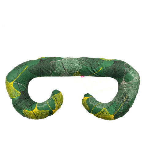 Schwangerschaftskissen Typ C für Seitenschlafen und Stillen - Grüne Blätter