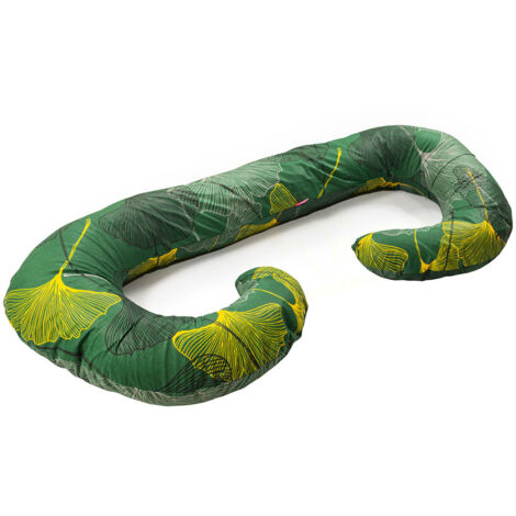 Schwangerschaftskissen Typ C für Seitenschlafen und Stillen - Grüne Blätter