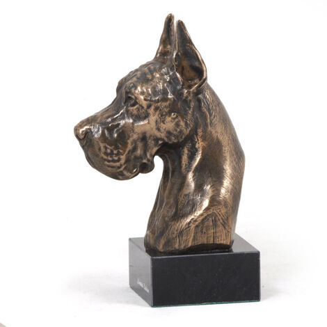 Gran danés I: estatuilla de perro, busto sobre base de piedra ...