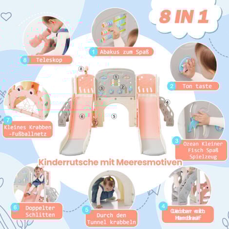 Ensemble d'aire de jeux pour enfants 8 en 1, ensemble individuel sur le thème des animaux marins ...