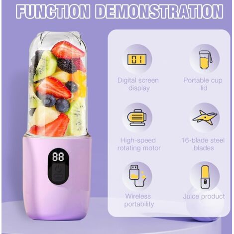 Blender Portable, 500ml Mixeur Portable, Rechargeable Mini Blender ...