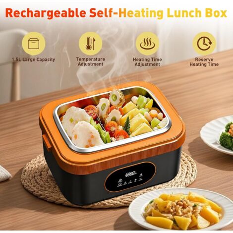 1.5L Gamelle Chauffante, Rechargeable Lunch Box Chauffante Electrique ...