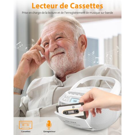 Lecteur CD Boombox avec Bluetooth, Radio FM, Lecture USB/AUX, Son ...