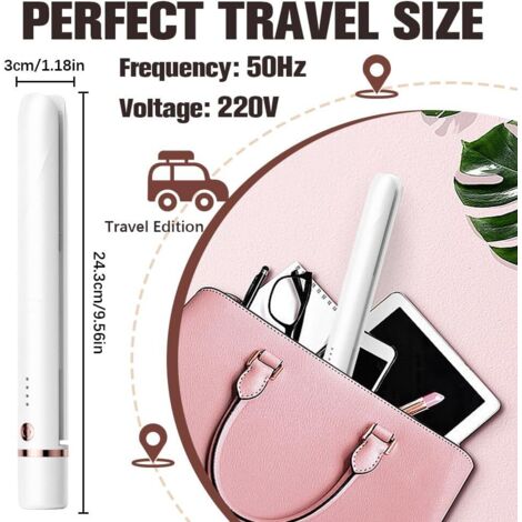 Mini fer styler - Sans fil, 2-en-1 fer à lisser et à friser, Mini ...