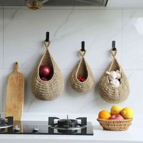 Panier à Fruits Suspendu XXXL - EINNENFFER - Panier de Rangement Tressé ...