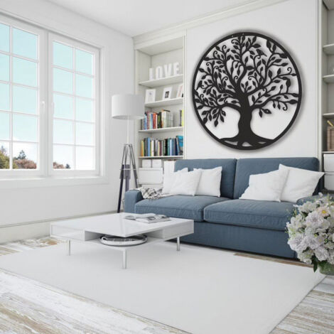 Décoration murale en métal Cadre Arbre de Vie Deco murale noir ...