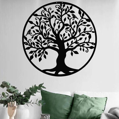 Décoration murale en métal Cadre Arbre de Vie Deco murale noir ...