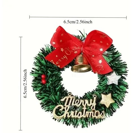40 mini coronas navideñas con lazos rojos y campanillas doradas ...