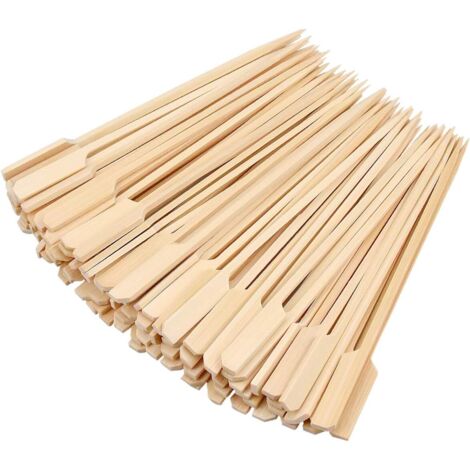Brochetas de bambú, brochetas de madera natural para barbacoa de 12 cm ...