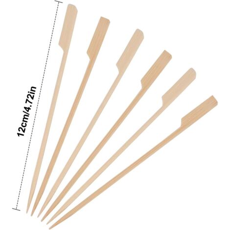 Brochetas de bambú, brochetas de madera natural para barbacoa de 12 cm ...