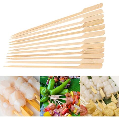 Brochetas de bambú, brochetas de madera natural para barbacoa de 12 cm ...