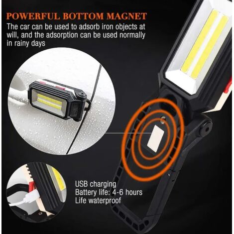 Luz de trabajo LED recargable, luces de inspección con base magnética y ...