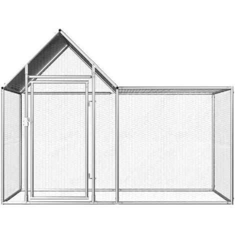 Poulailler 2 x 1 x 1,5 m Acier galvanisé