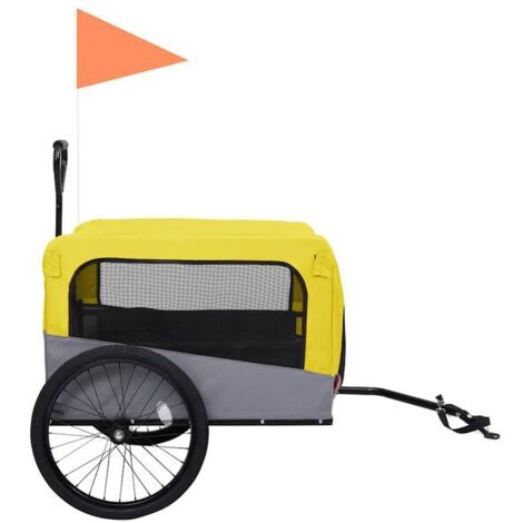 Remorque de vélo pour chiens et poussette 2-en-1 jaune et gris