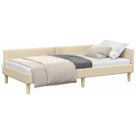 Cadre de lit d'angle Autre avec tête de lit Crème 90 x 190 cm