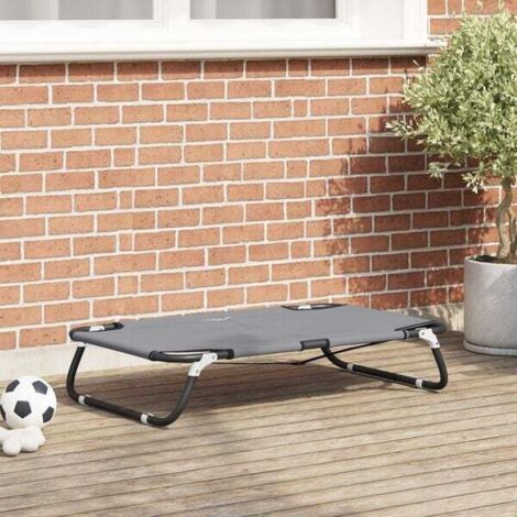 Lit pour Chien Pliant Gris Clair S Tissu Oxford et Acier