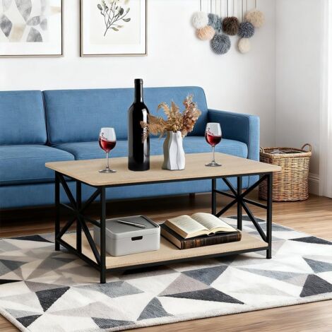 Marble Effect Coffee Table, Side Table for Living Room, Diameter 70 ...